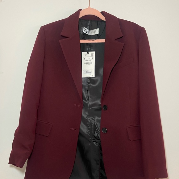 Zara | Jackets & Coats | Maroon Zara Blazer Never Been Worn | Poshmark